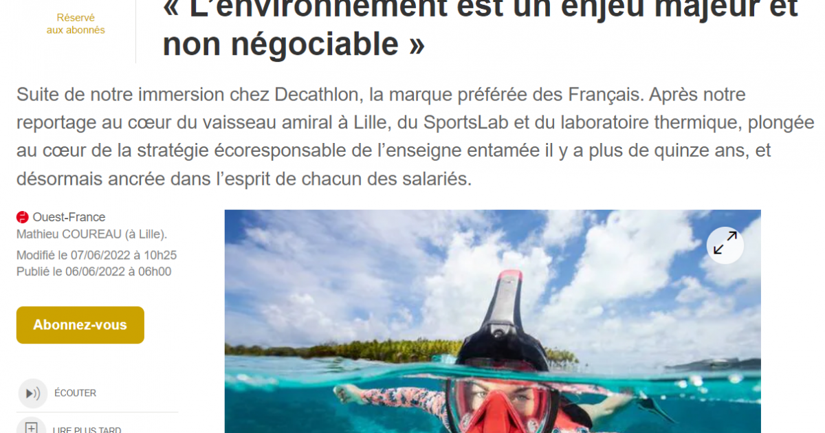 Quand Decathlon vire du bleu au vert : « L’environnement est un enjeu ...